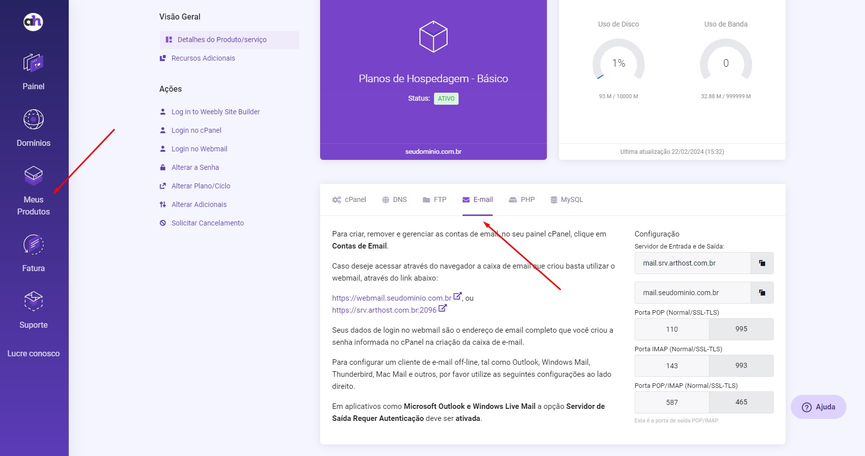 Como configurar sua conta de E-mail no Outlook? - Central de Ajuda ArtHost